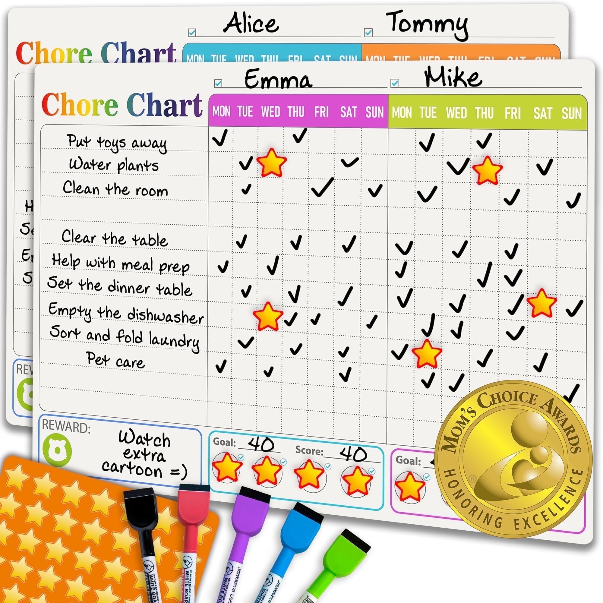Quokka Magnetic Behavior Chore Chart for Multiple Kids, Multicolor ...