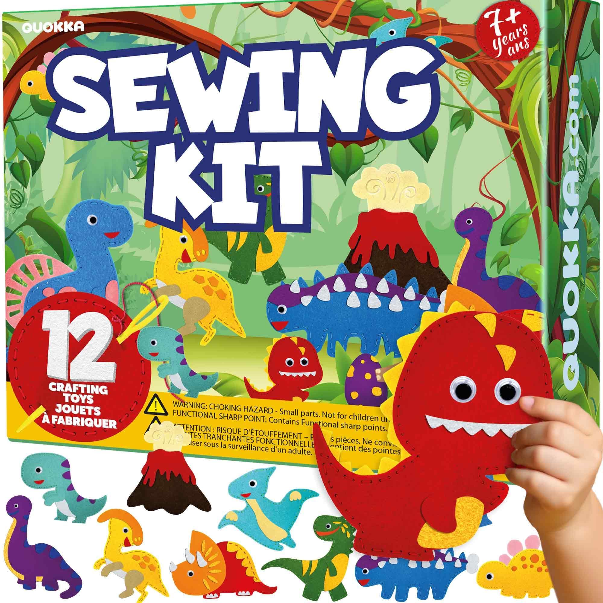 QUOKKA Kids Crafts Ages 4-8, DIY Beginner Needle and Thread Kit - 12 ...