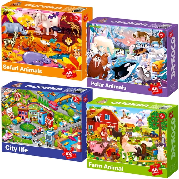 Quokka Farm Animal Puzzles for Toddlers, 4-Pack Learning Jigsaw for ...