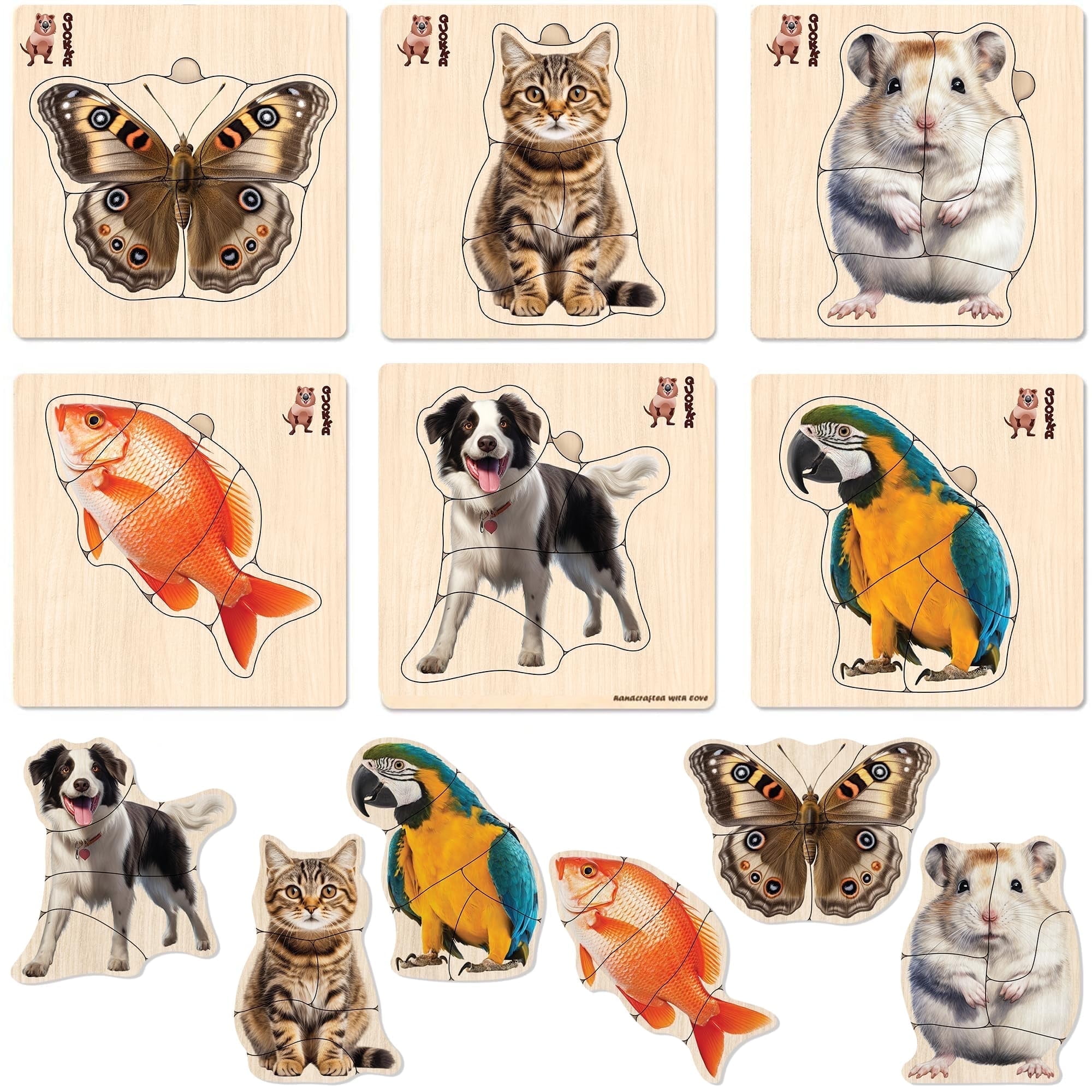 QUOKKA Realistic Wooden Puzzles for Toddlers 1-3 Years - 15x15 Inches ...