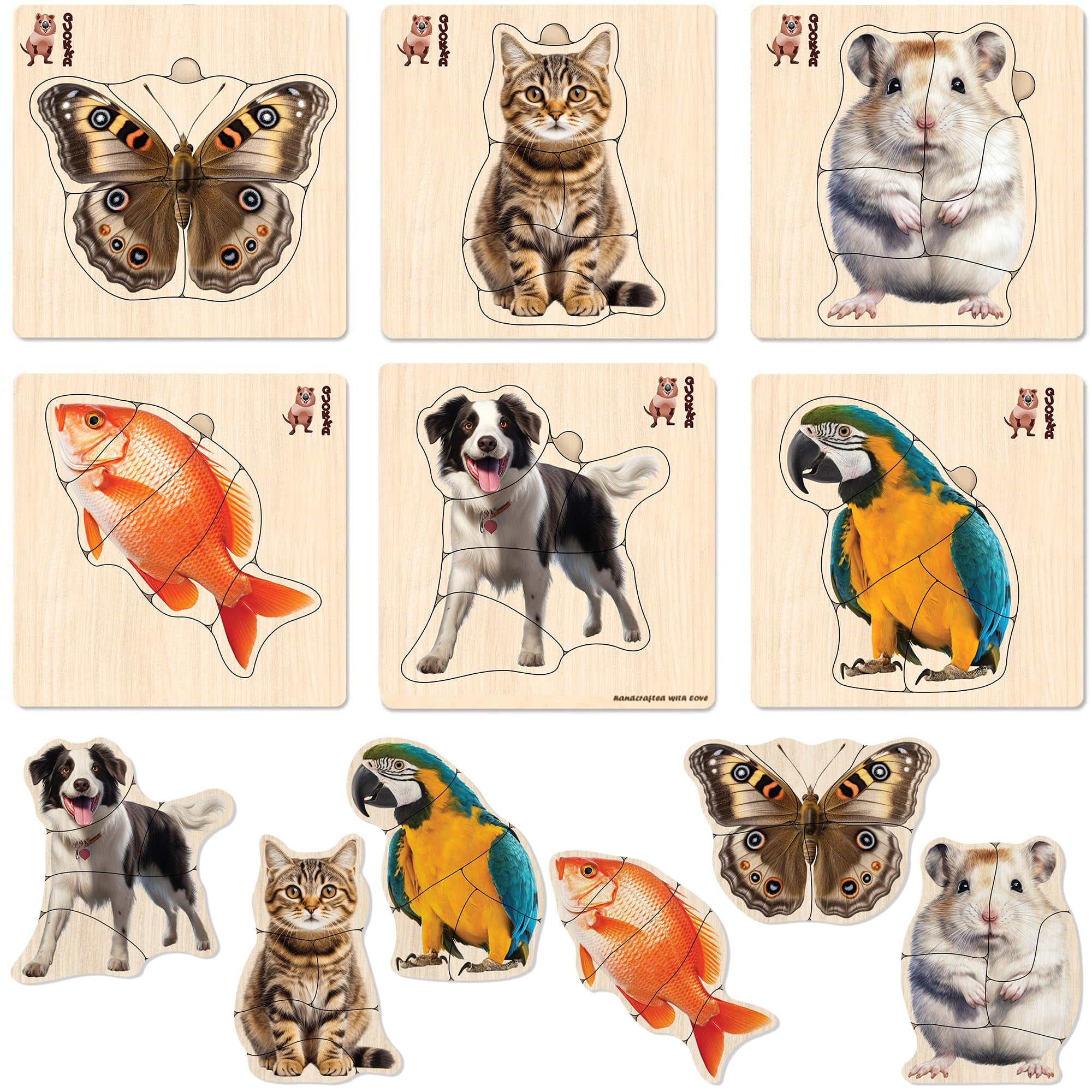 QUOKKA Realistic Wooden Puzzles for Toddlers 1-3 Years - 15x15 Inches ...