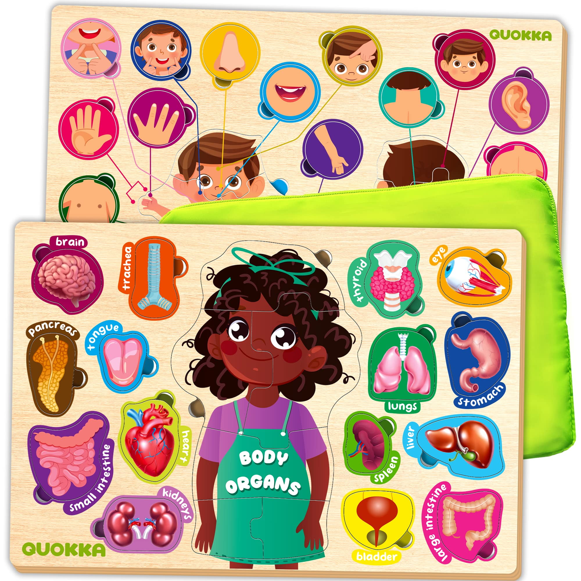 QUOKKA Wooden Puzzles for MMF7 Kids Ages 18+ Months in a Bag ...