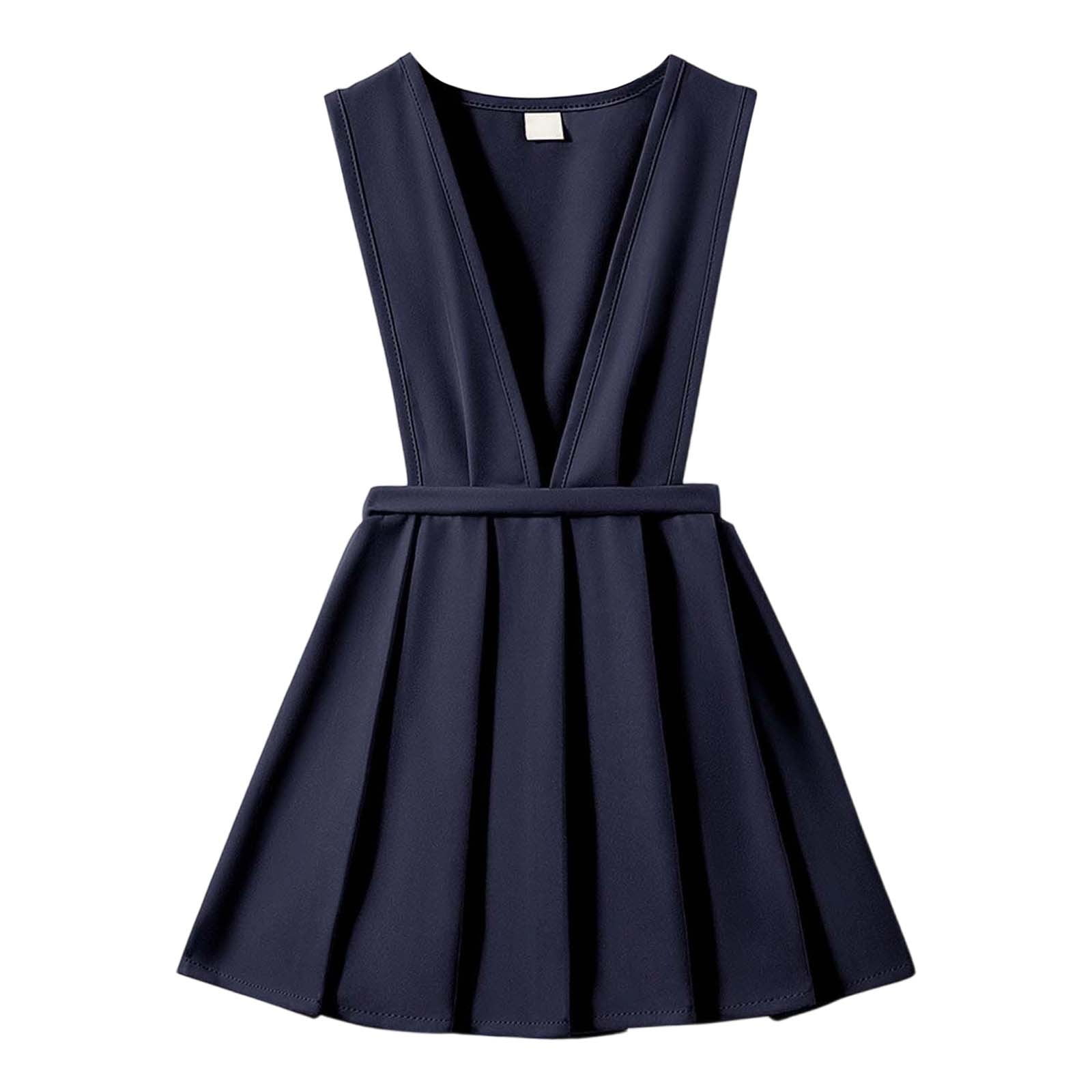 QUOTAY Girls Dresses for School Casual Wear Pinafore Pleated Skirt with ...