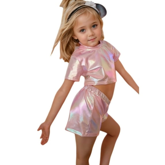 QUOTAY Girls Performance Sparkly Shorts Stage Dance Wear Glitter Shiny ...