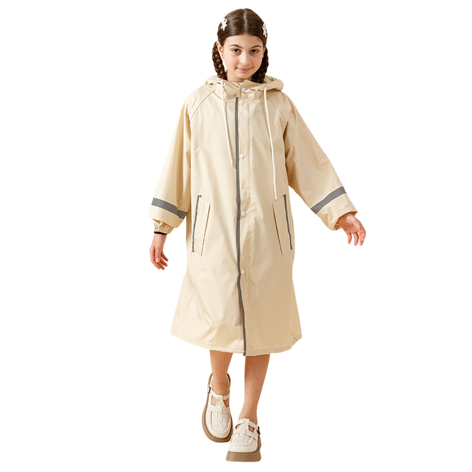 QUOTAY Kids Trench Style Long Full Body Rain Ponchos with Hood and ...