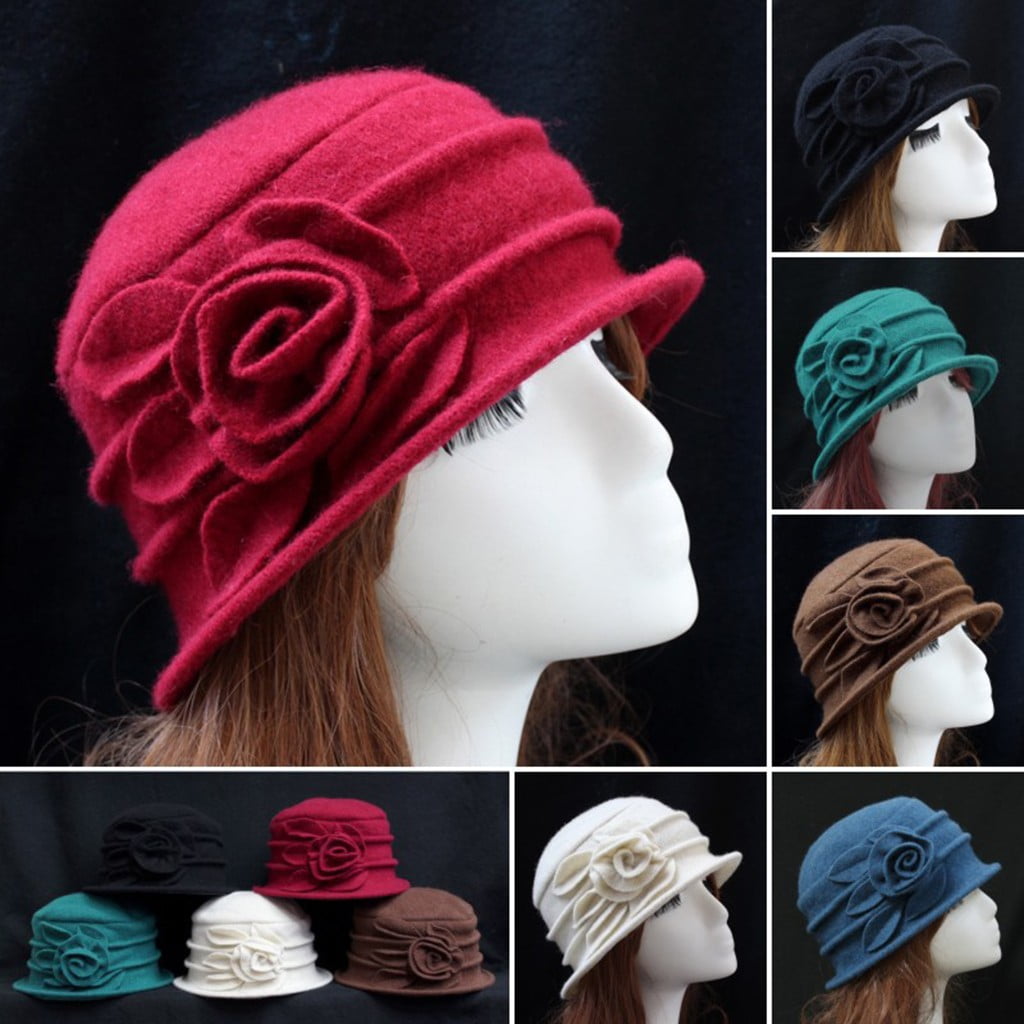 QURATI Cloche Bucket Hat Bowler Hats Rolled Brim Hats for Women Soft ...
