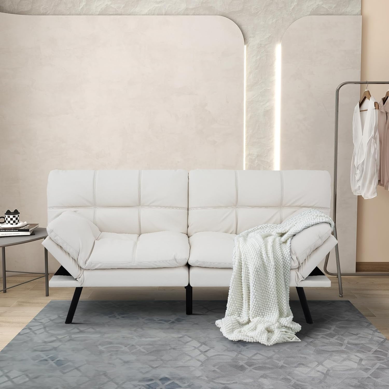 QUSDONC 71" Futon Couch Filled with Memory Foam Convertible Futon Sofa ...