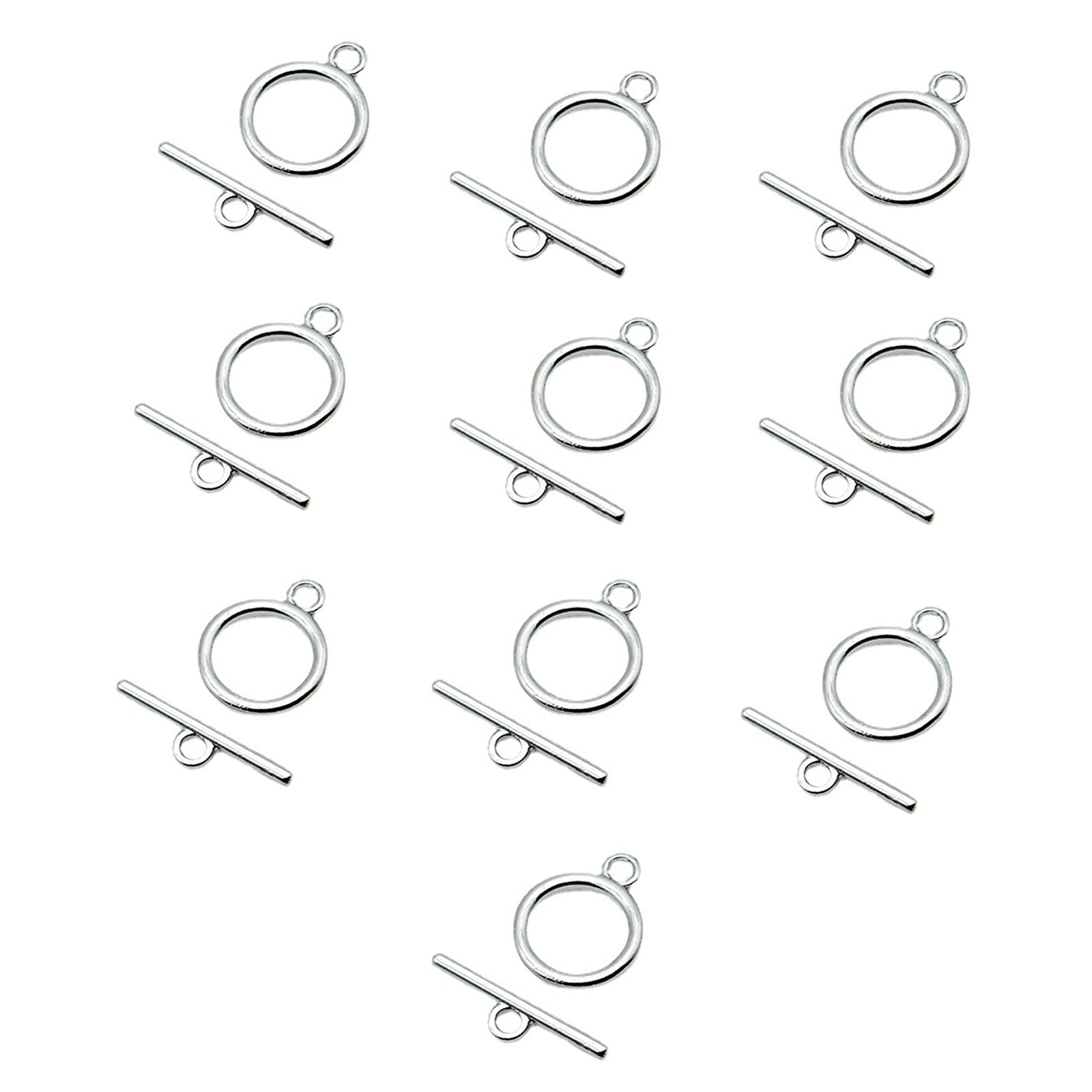QUSENLON 10 Pair Toggle Jewelry Clasps for Jewelry Making Metal Round ...