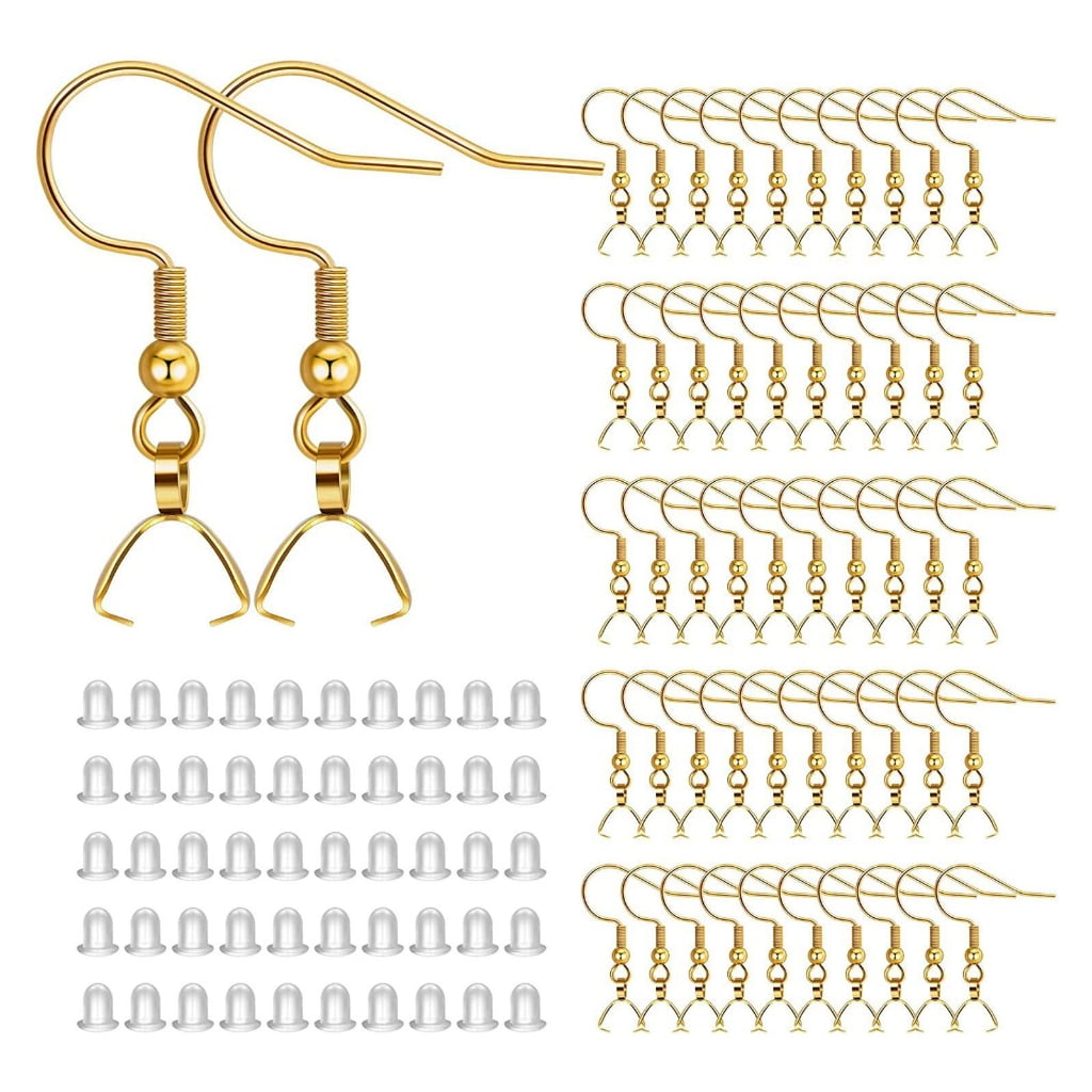 QUSENLON 100Pieces French Earring Hooks Wire Ear Ball Hooks with ...