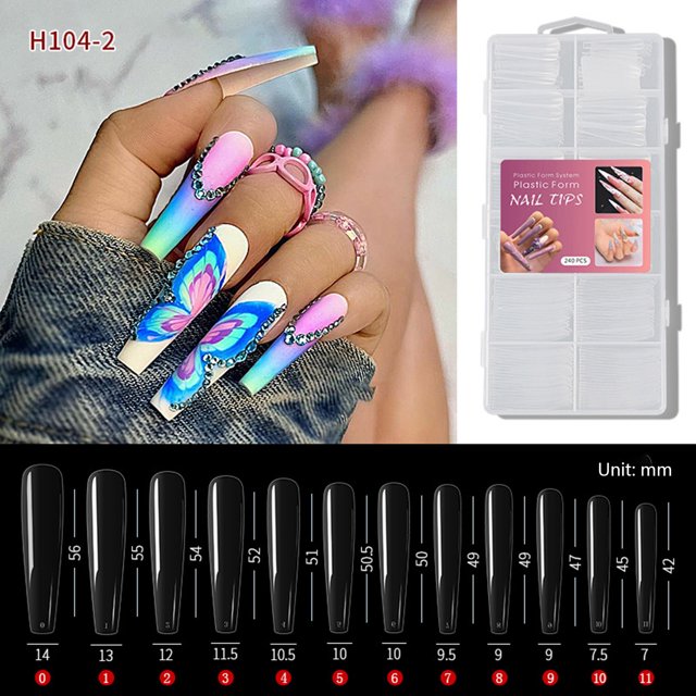 Qusenlon 240pcs Set Xxxl Long Ballerina Coffin C Curve Square Press On