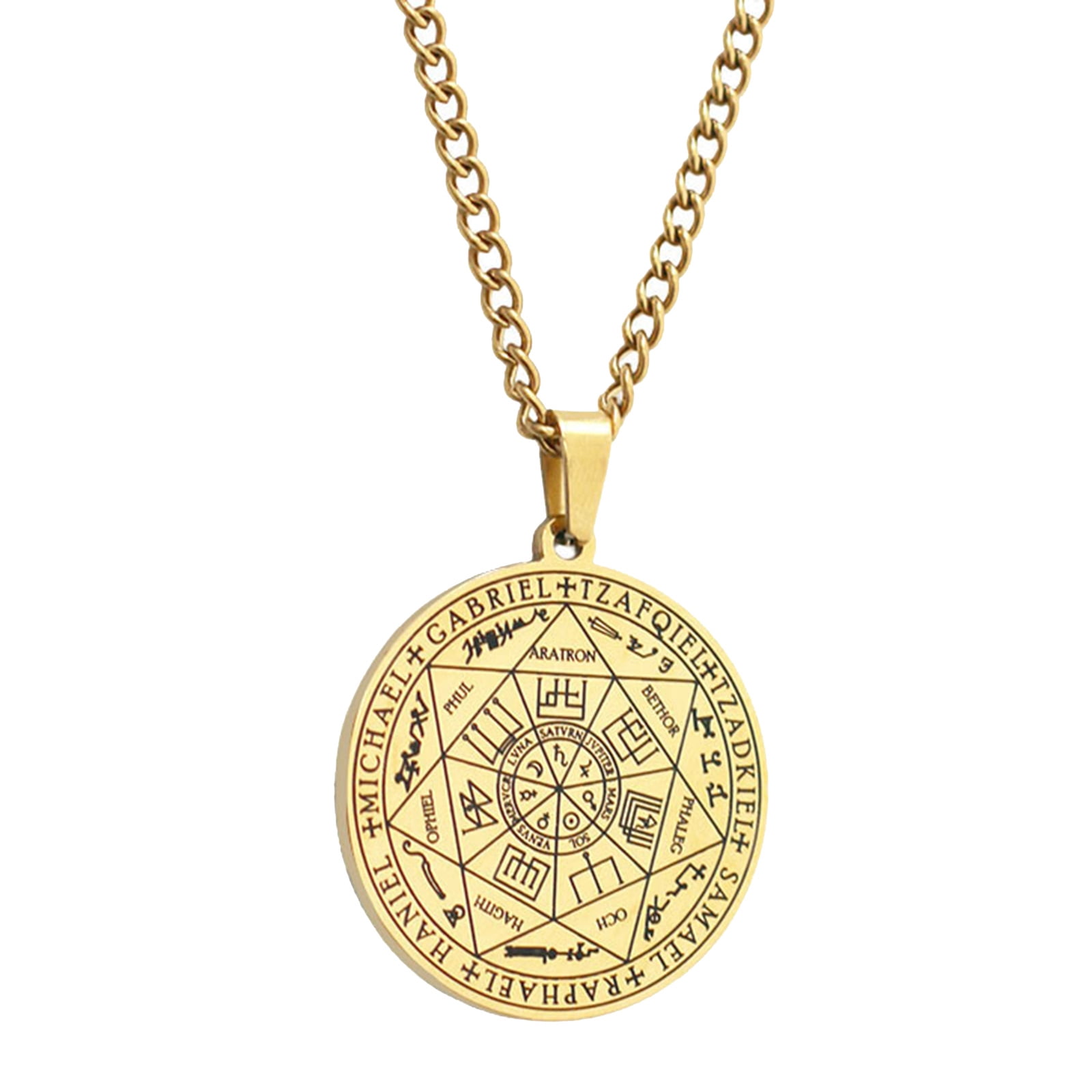 QUSENLON Men's Metatron Cube Seven Archangel Pendant Sacred Geometry ...