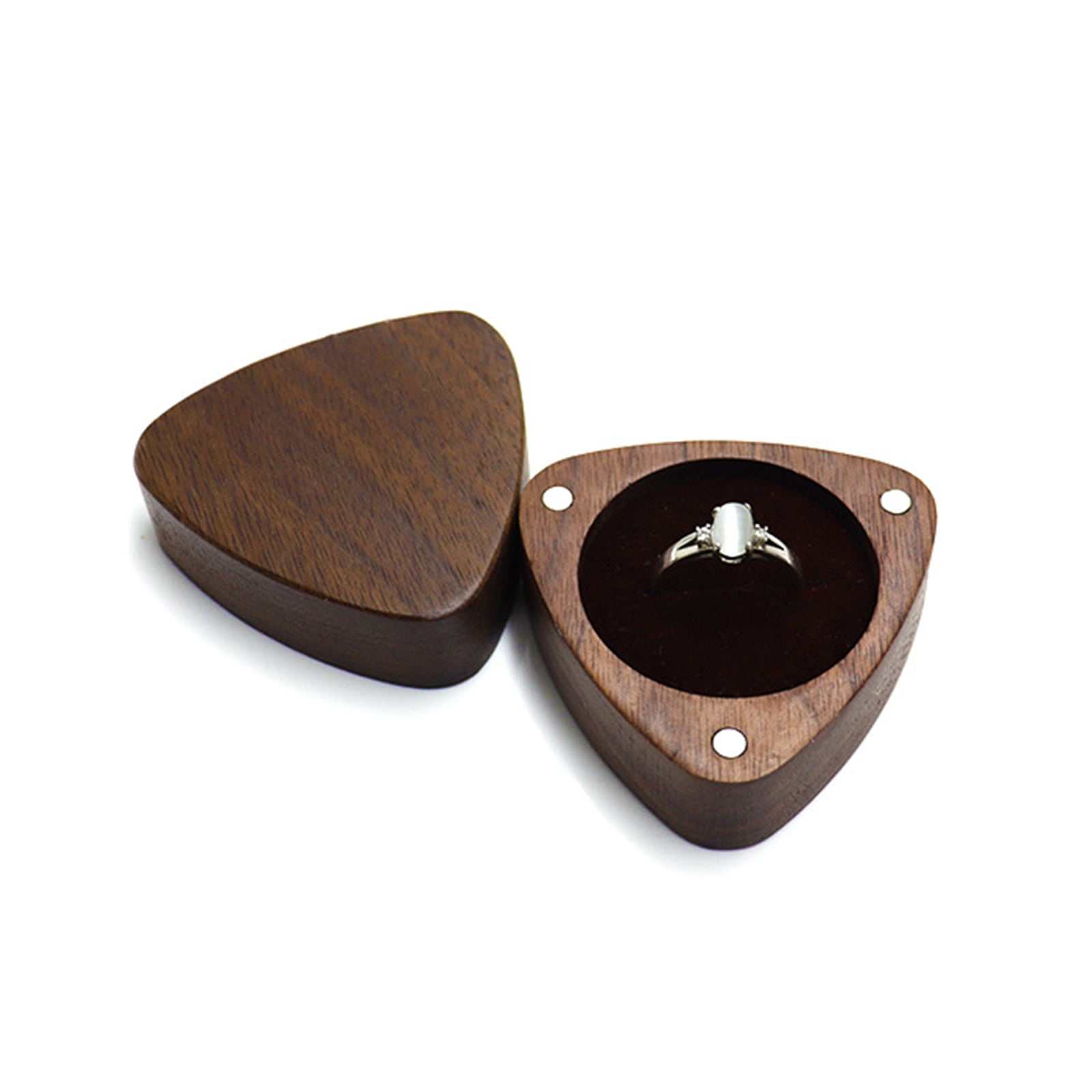 QUSENLON Unisex Small Thin Wooden Engagement Ring Box Flat Ring Box for ...