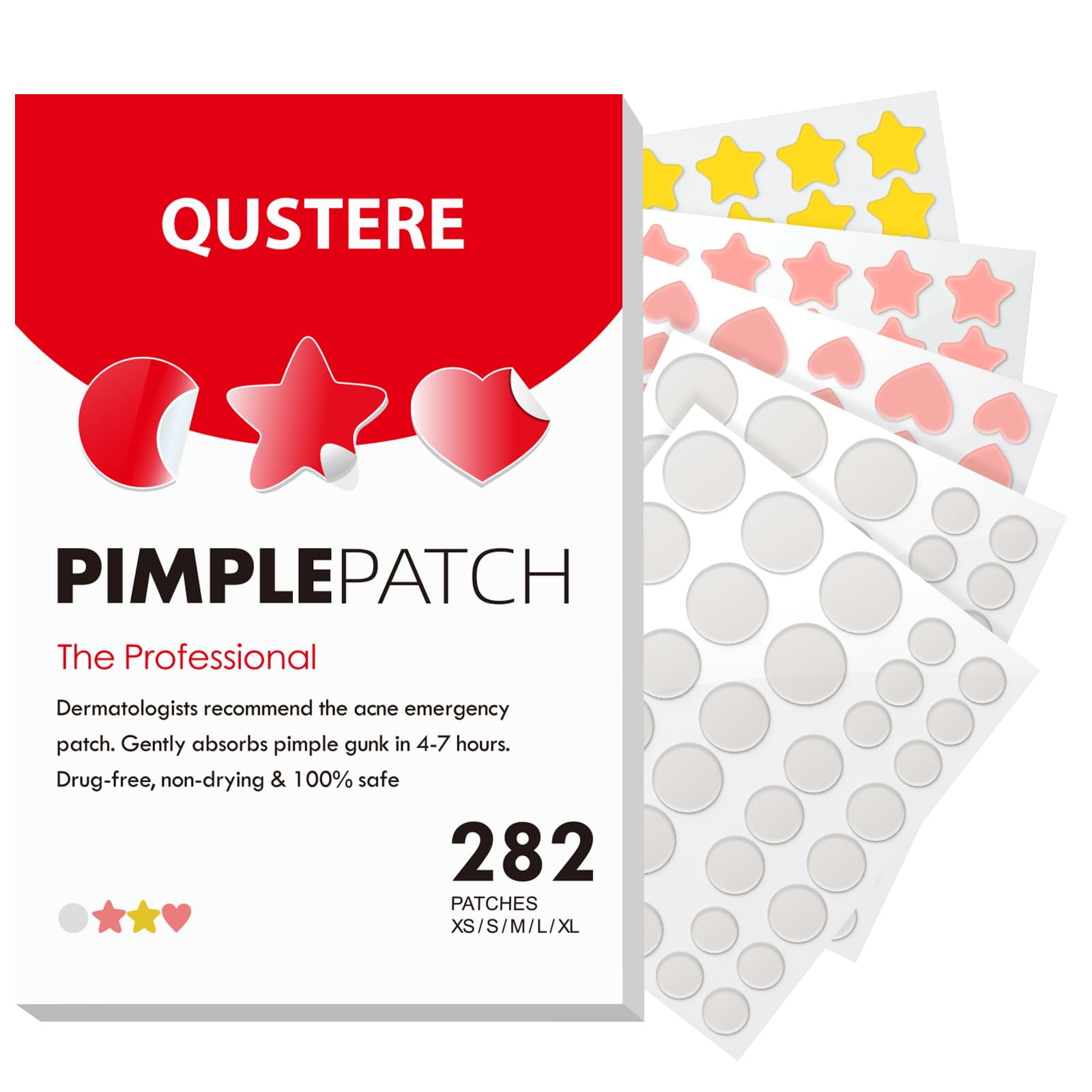 QUSTERE Pimple Patches for Face, Acne Patches Hydrocolloid, Cute Star ...