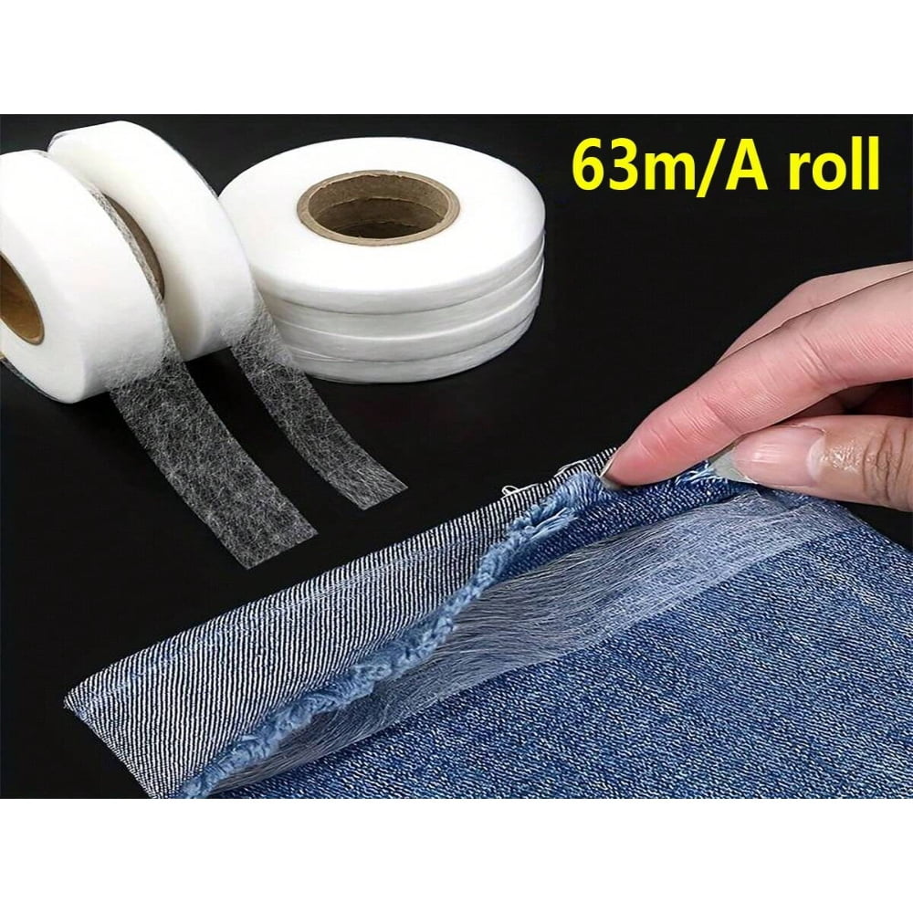 QUTETN 1 Roll 63m Fusible Tape For Clothing Alterations No-Sew Hem Tape Iron-On Hemming Tape ...