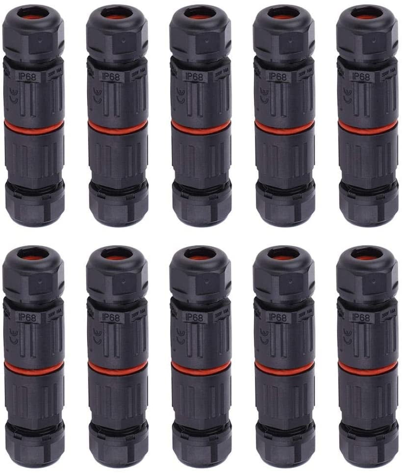 QUTETN 10 PCS IP68 Waterproof Electrical Cable Connector 3 Pin Female ...