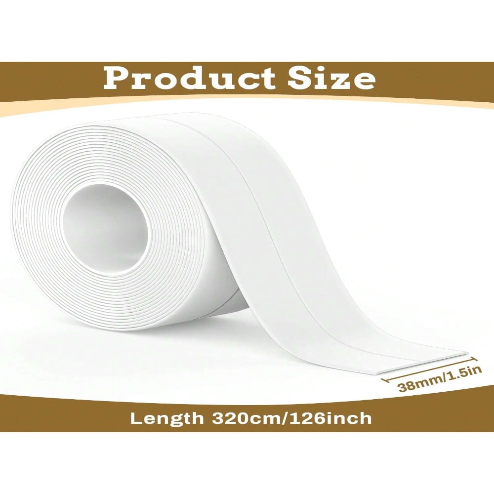 QUTETN 1roll 1.5*126Inch White Caulk Tape Waterproof And Mildew-Proof ...