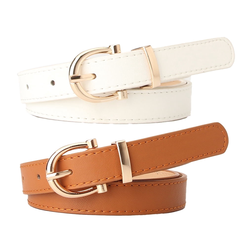 QUTETN 2 Pack Kids Leather Belts for Girls Solid Colors Skinny Belt for ...