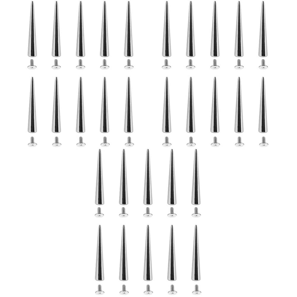 QUTETN 30 pcs Solid Punk Bullet Large Spikes Metal Leather Rivets DIY ...