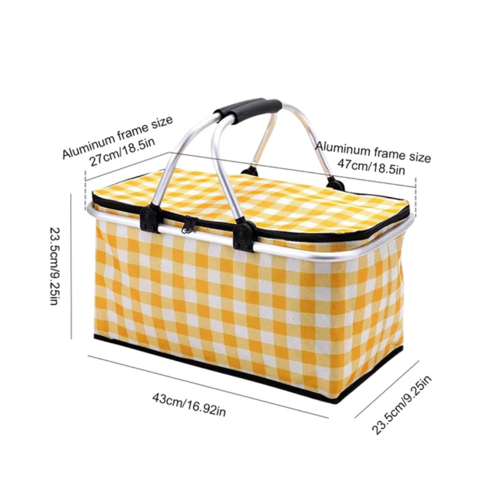QUTETN 30L Camping Picnic Basket Thermal Bag Insulated Cooler Folding ...