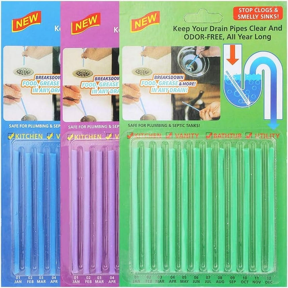 QUTETN 36 Pieces Drain Cleaning Sticks Sani Sticks Cleaning Stick ...