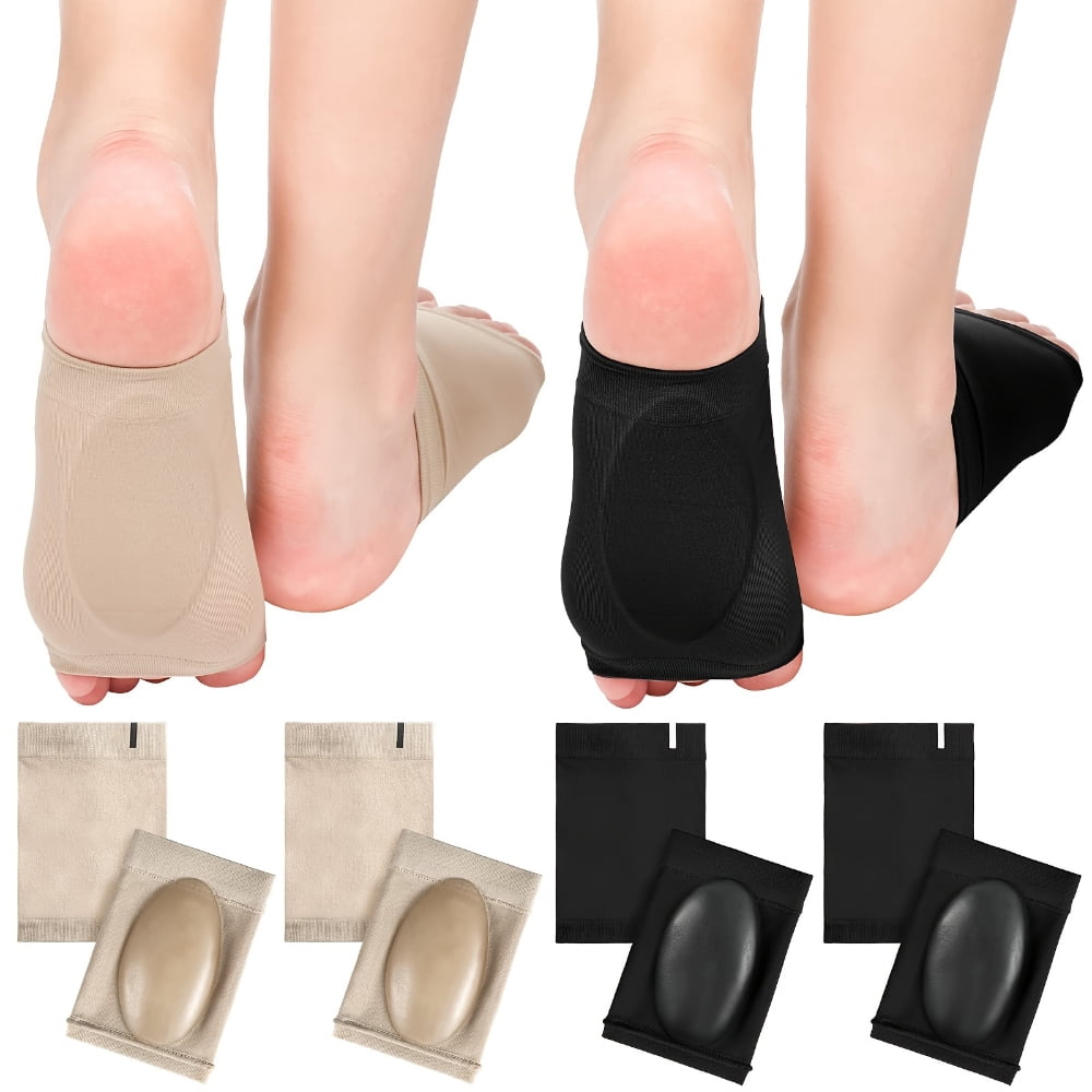 QUTETN 4 Pairs Compression Arch Support Sleeves with Gel Pad Inside ...