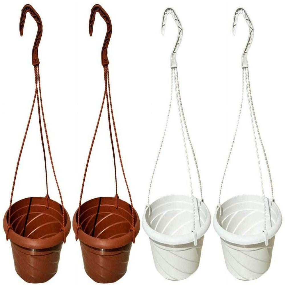 QUTETN 4 Pieces Plastic Hanging Flower Plant Pots Chain Basket Planter ...
