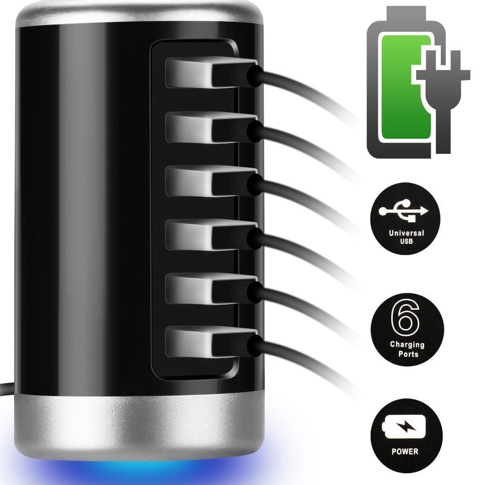 QUTETN 6 USB Ports 6A 30W Rapid Charging Hub Station Desktop Charge ...