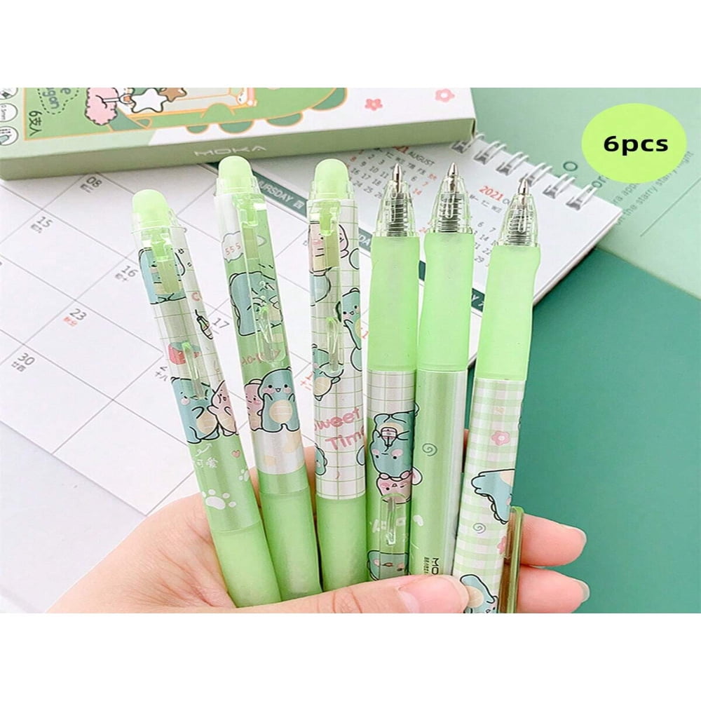 QUTETN 6pcs Erasable Retractable Ballpoint Pens With Crystal Blue Ink ...
