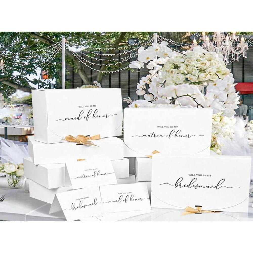 QUTETN 8Pack Elegant Bridesmaid Proposal Box Set With Ribbon 10.6x7.9x3 ...