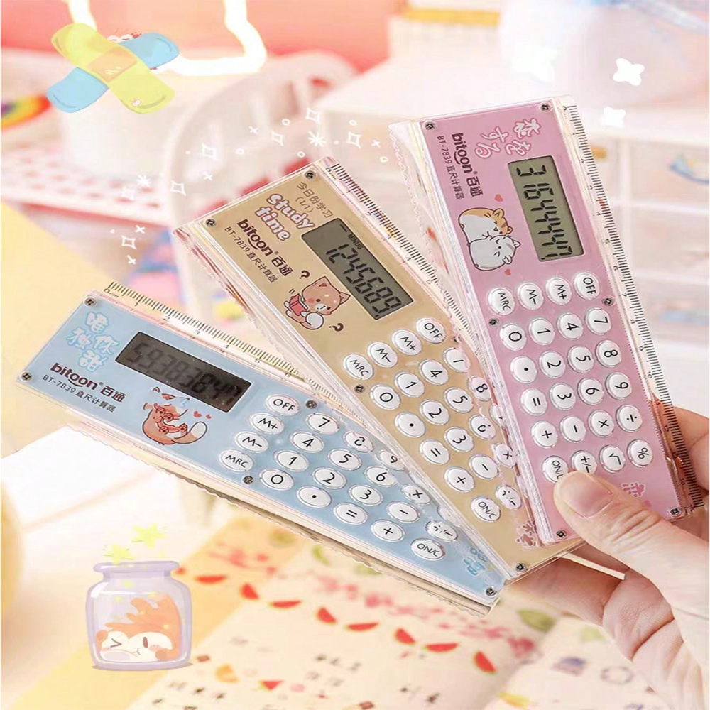 QUTETN And Versatile 15CM Ruler Calculator Mini And Lovely Dual-Purpose ...