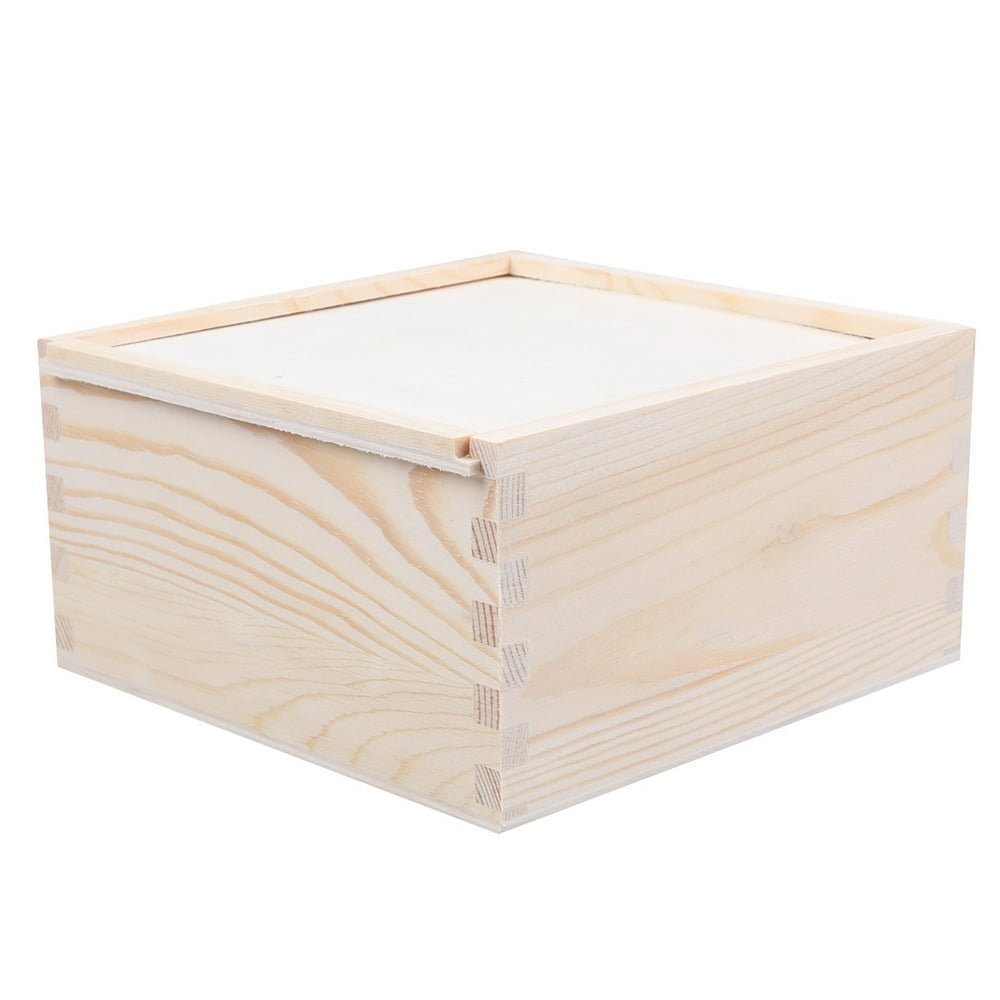 QUTETN Box Wood Wooden Gift Boxes Square Christmas Unfinished Storage ...