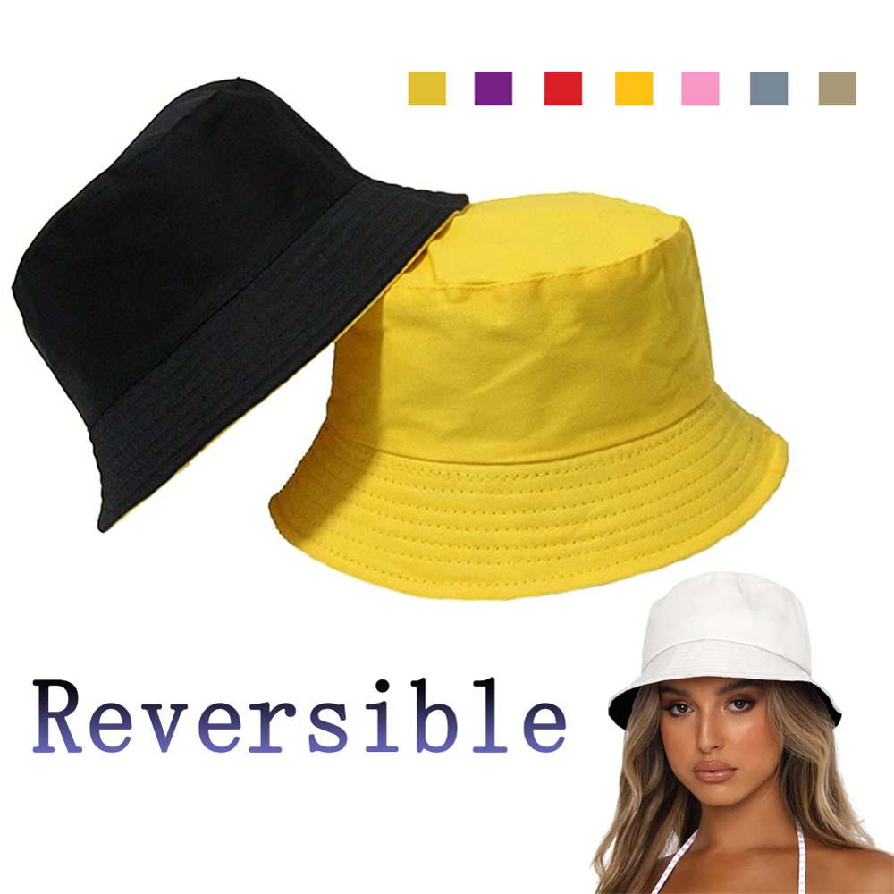 QUTETN Bucket Hats for Women Sun Beach Hat Reversible Teens Girls Wide ...