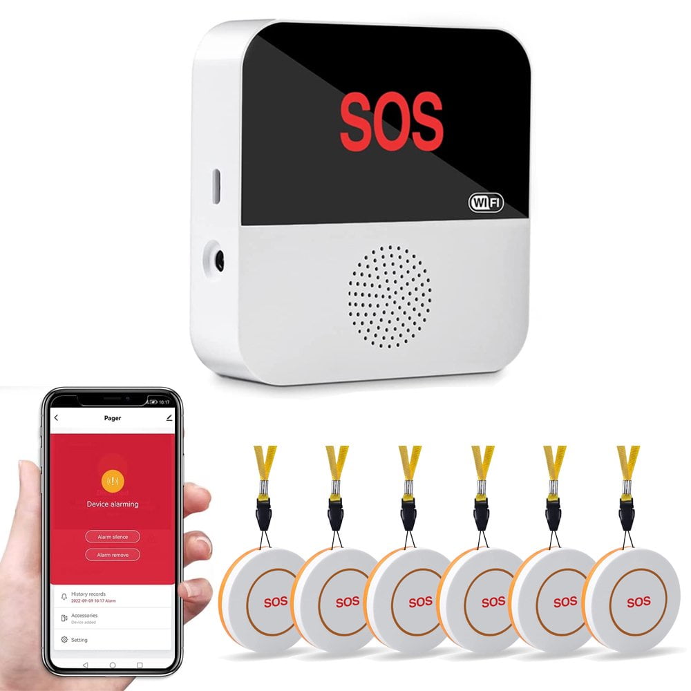 QUTETN Caregiver Pager Wireless WiFi Smart APP Nurse Emergency Life ...