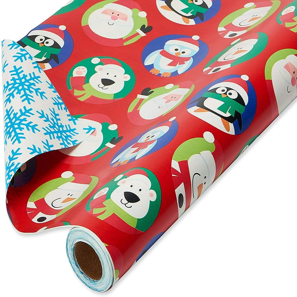 QUTETN Christmas Gift Wrapping Paper Reversible Jumbo Roll Santa with ...