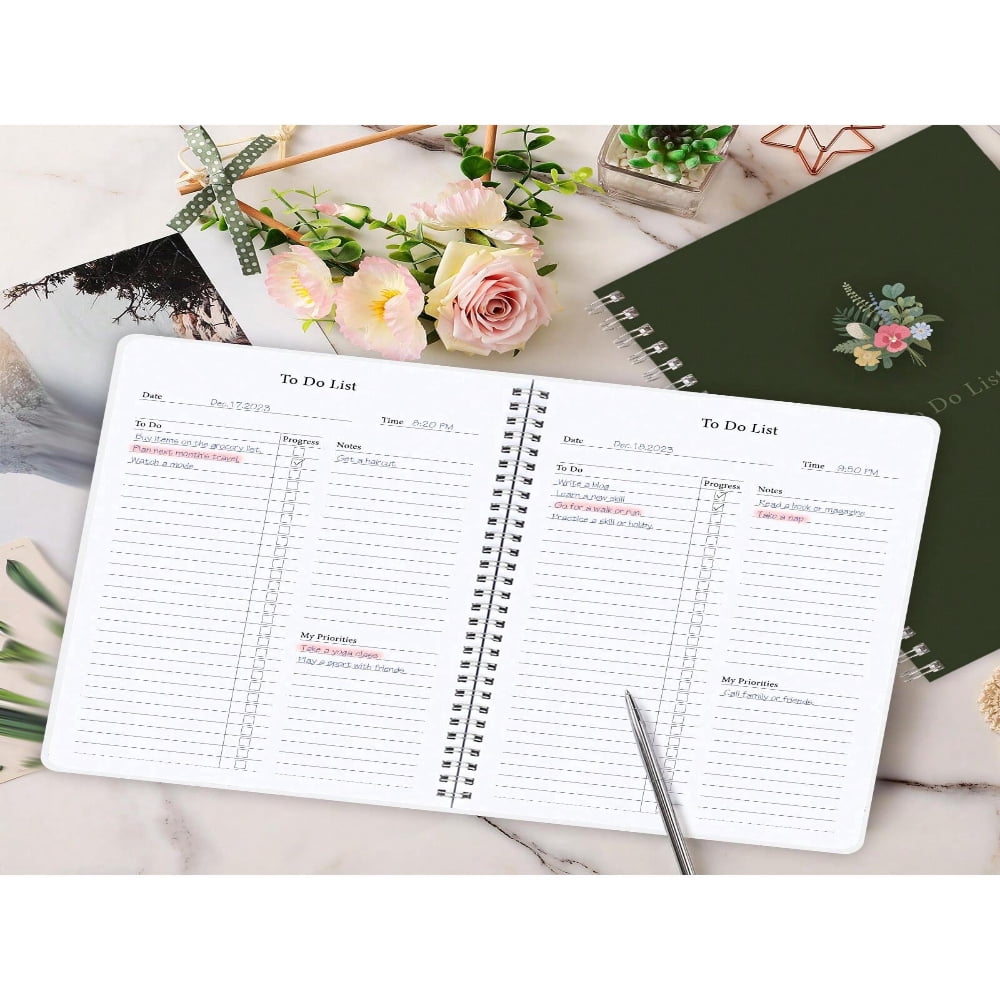 QUTETN Daily Planner Notebook - Spiral Bound To Do List Tracker Undated ...