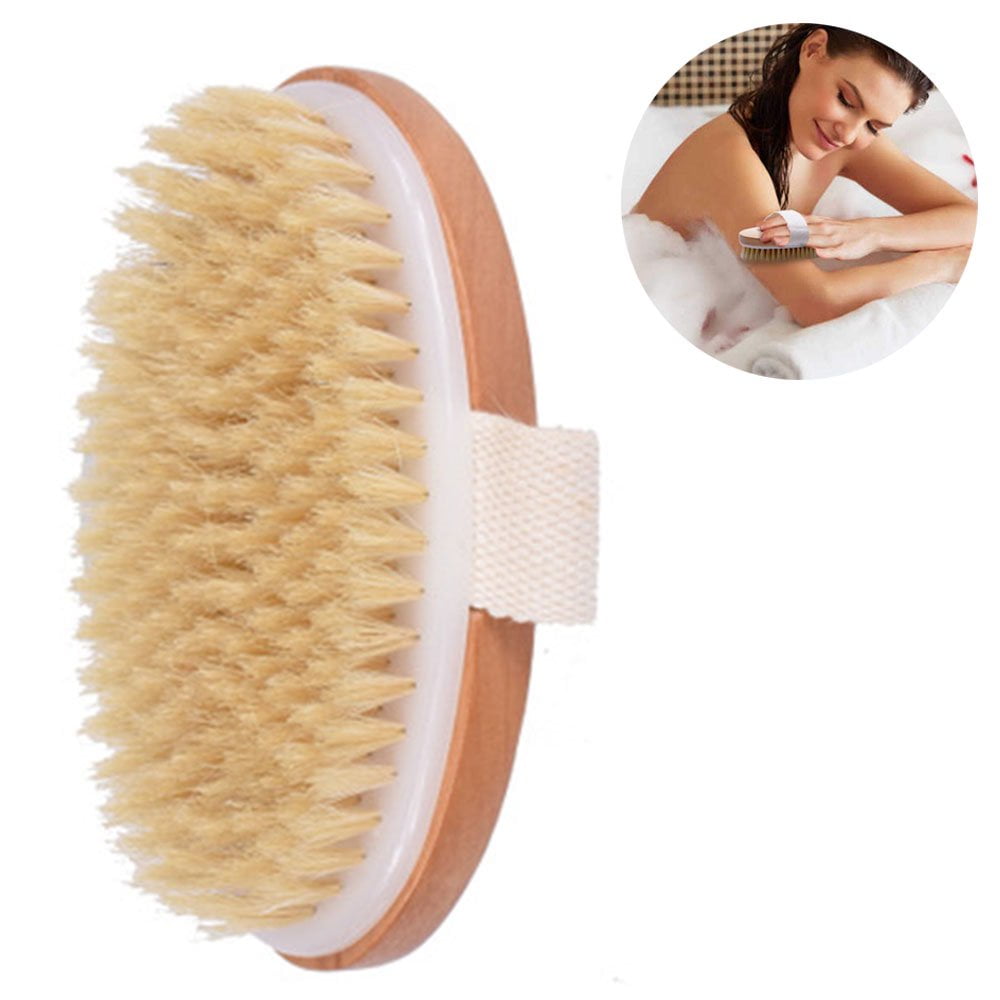 QUTETN Dry Brushing Body Brush Natural Bristle Dry Skin Exfoliating ...