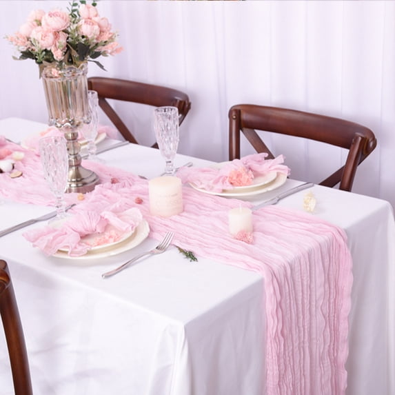 QUTETN Event Designing Table Runner Cheese Cloth Gauze Crepe Rustic ...
