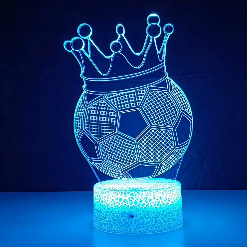 QUTETN Football Crown 3d Illusion Night Light 16 Colors Touch Sensor ...