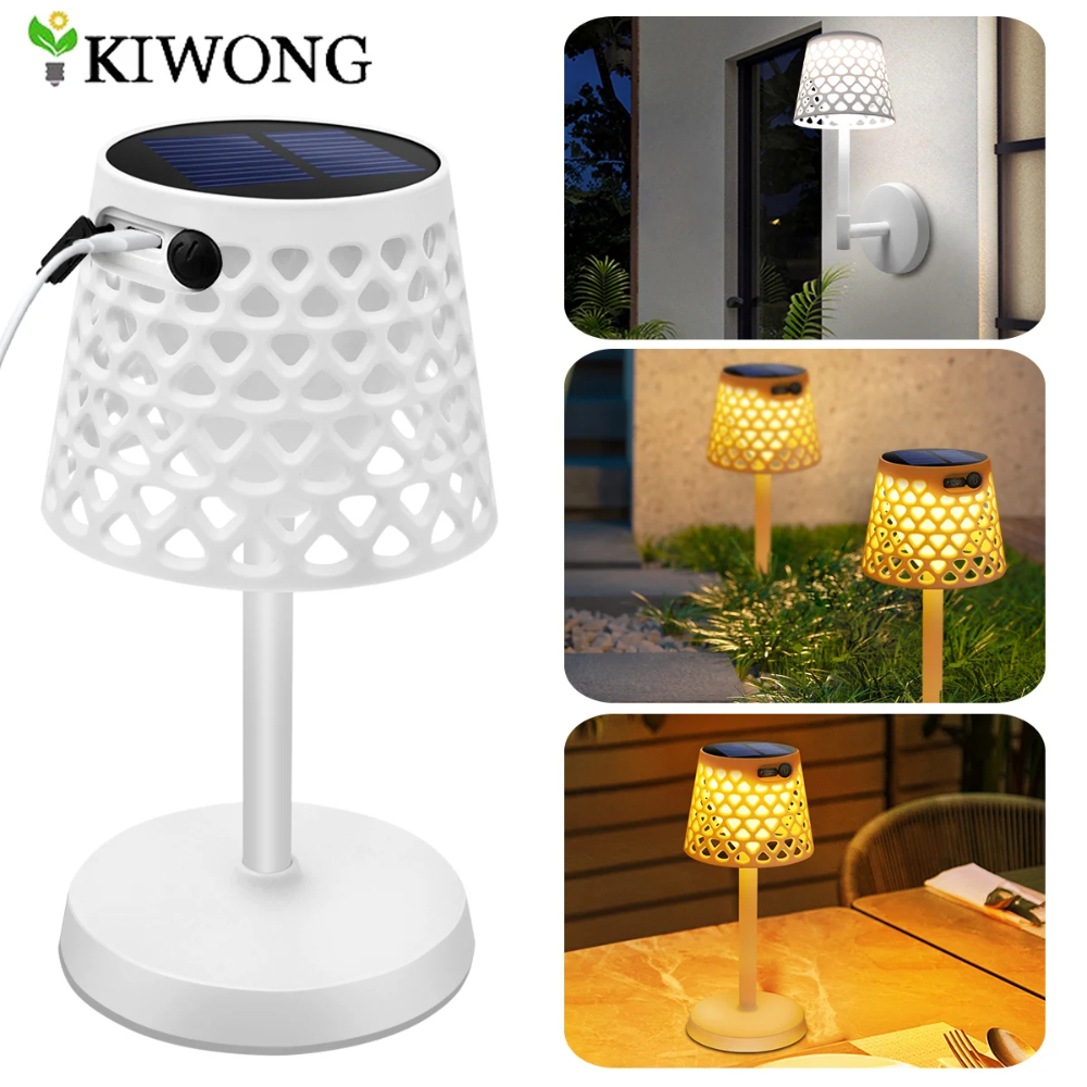 QUTETN LED Solar Table Lamp Outdoor Waterproof 3 Way Installation Wall ...