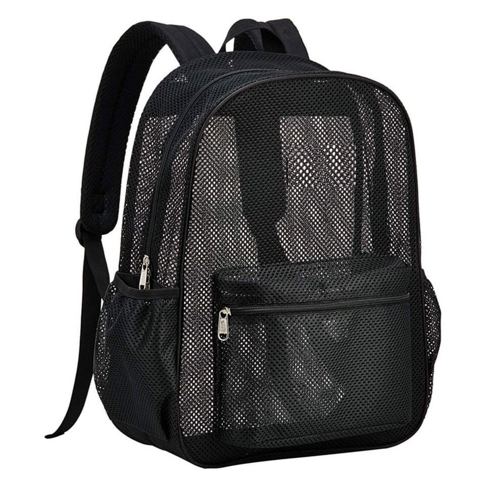 QUTETN Large Mesh Backpack Semi-transparent College Backpack See ...