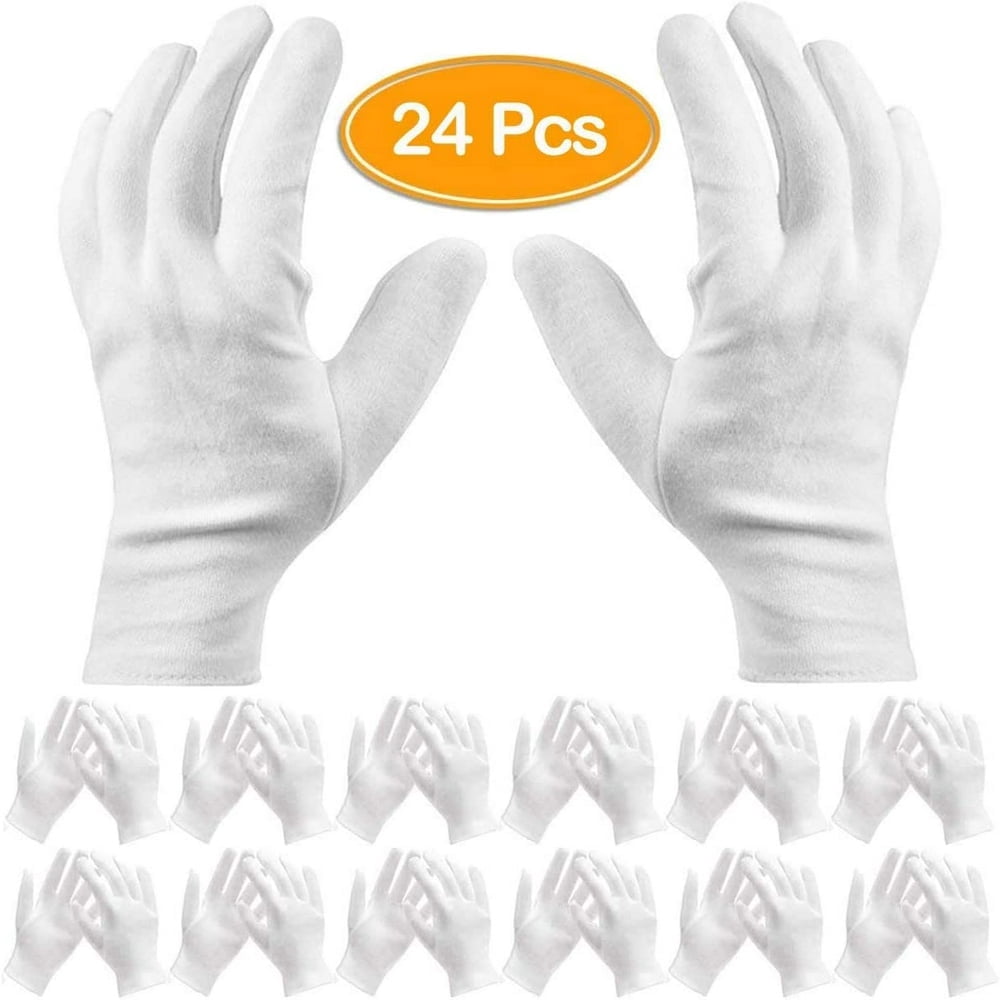 QUTETN Pack of 24 White Cotton Gloves for Moisturizing Dry Hands ...