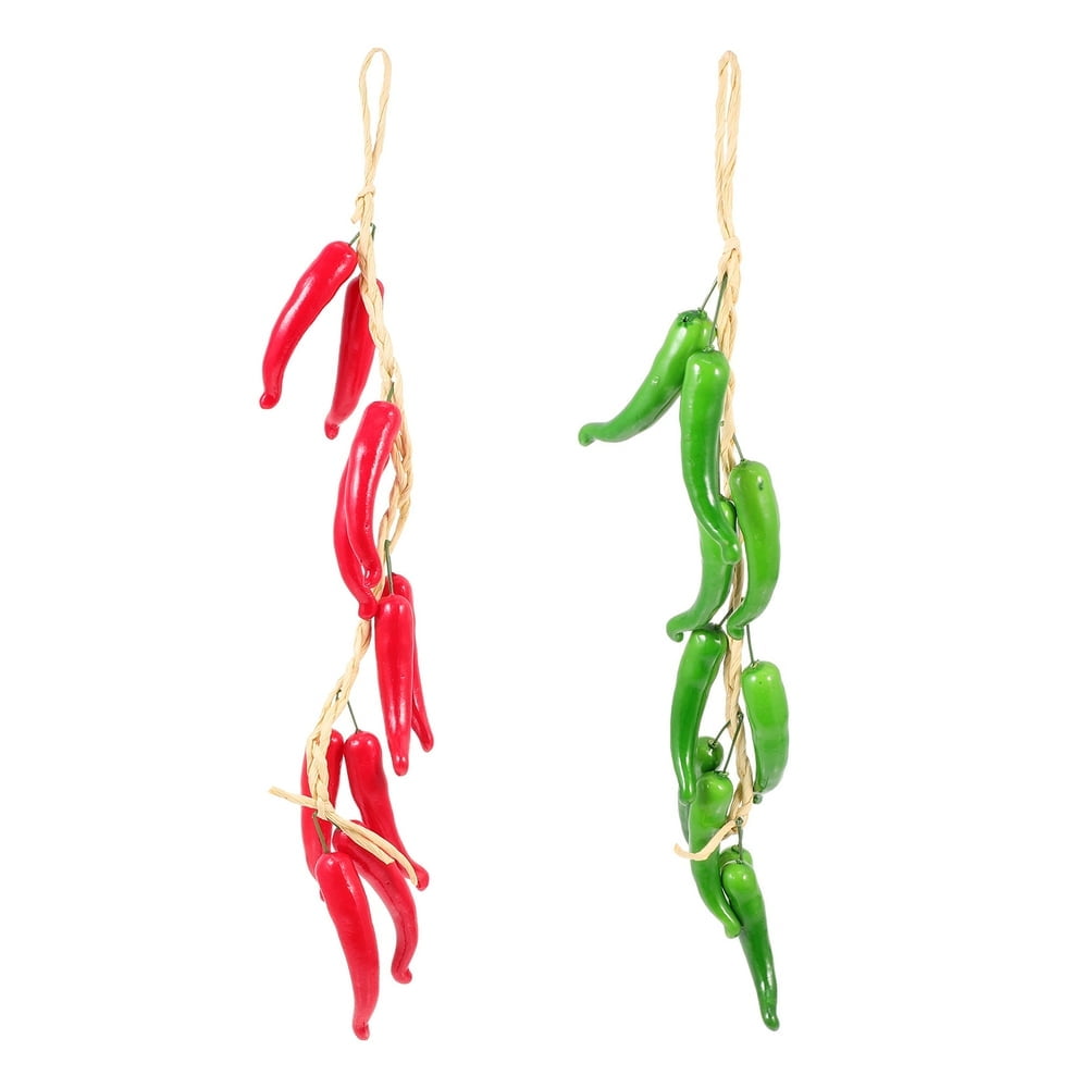 QUTETN Pepper Artificial Fake Chili Vegetable Hanging String Red ...