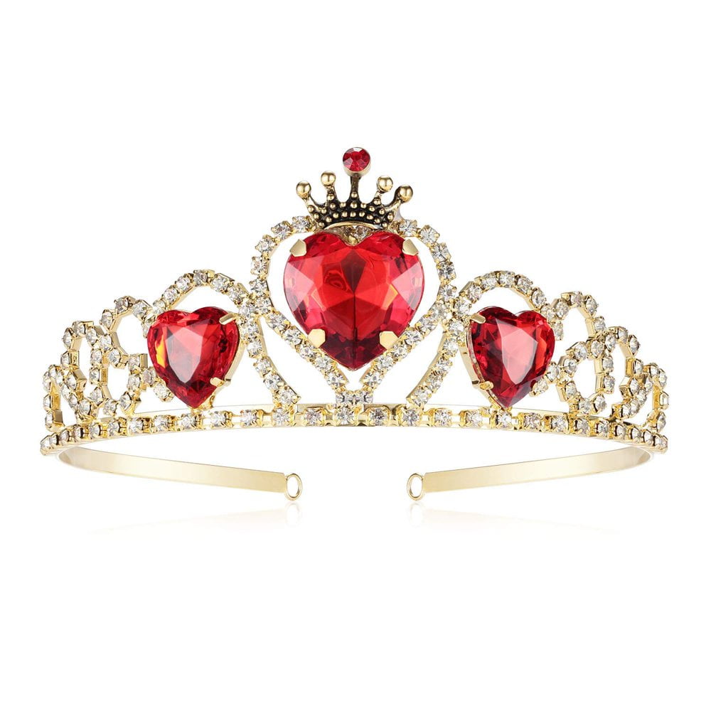 QUTETN Red Heart Crown Descendants 3 Crown Halloween Costume Headdress ...