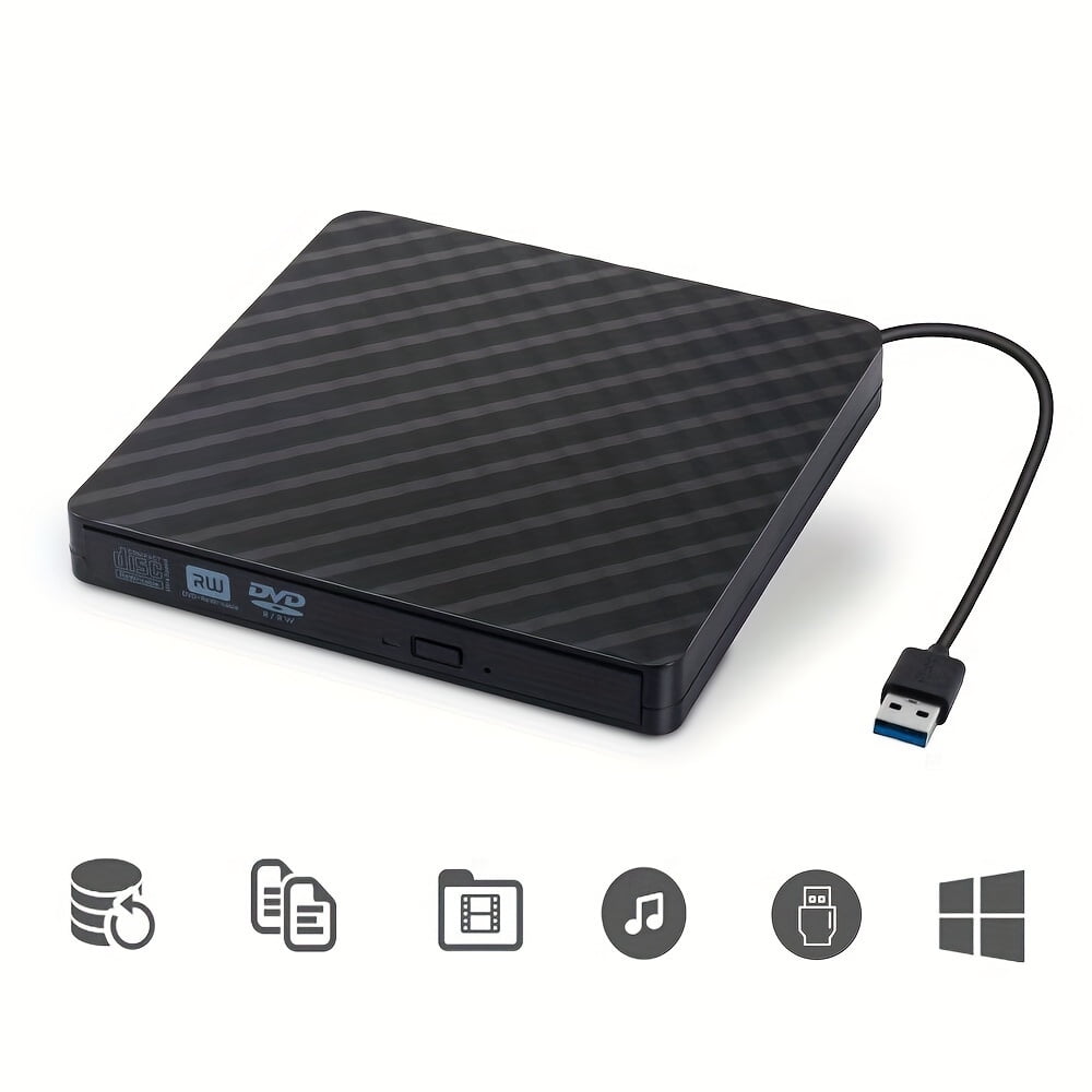 QUTETN Slim External USB 3.0 DVD RW CD Writer Drive Burner Reader ...