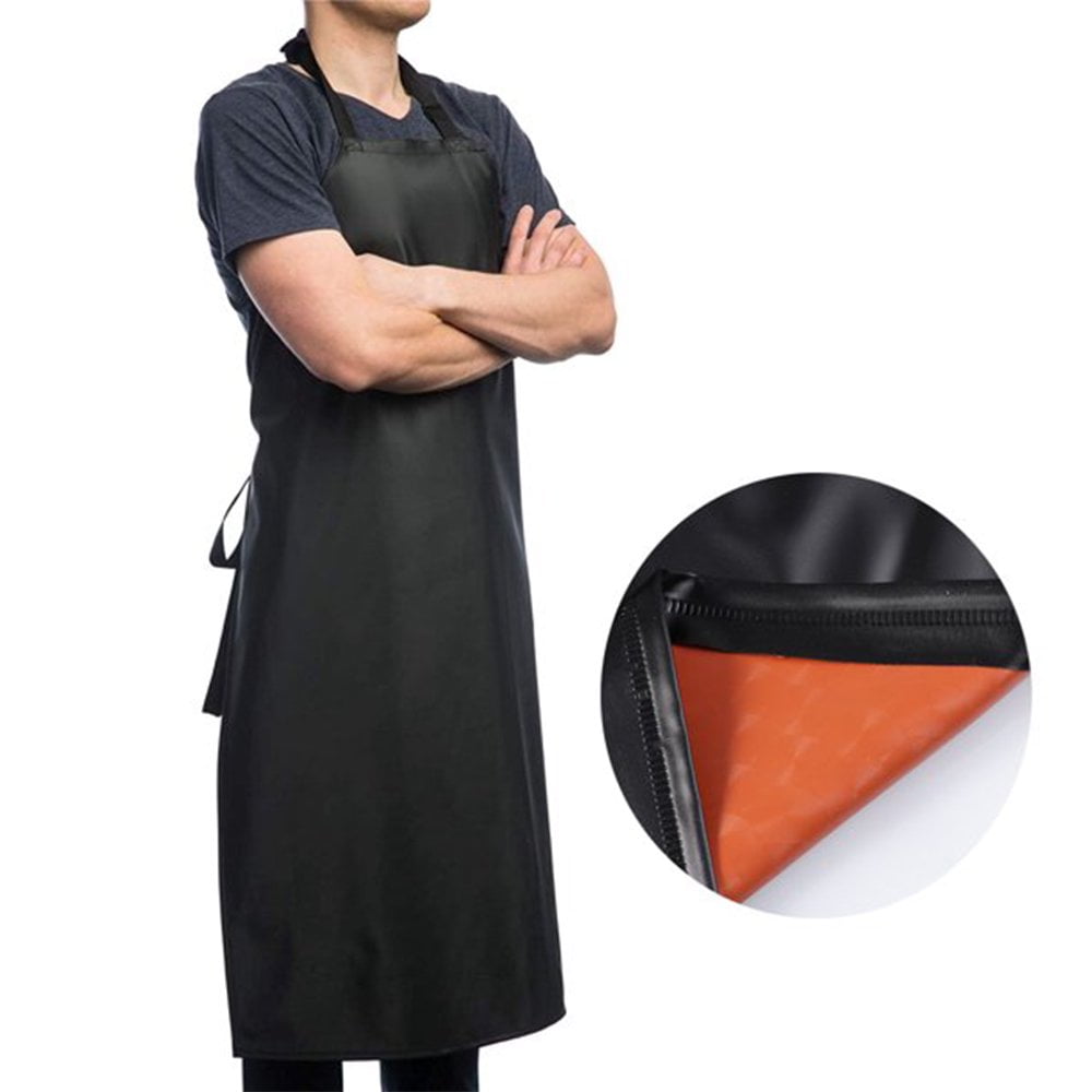 QUTETN Waterproof Rubber Vinyl Apron Black - Heavy Duty Model - Stay ...