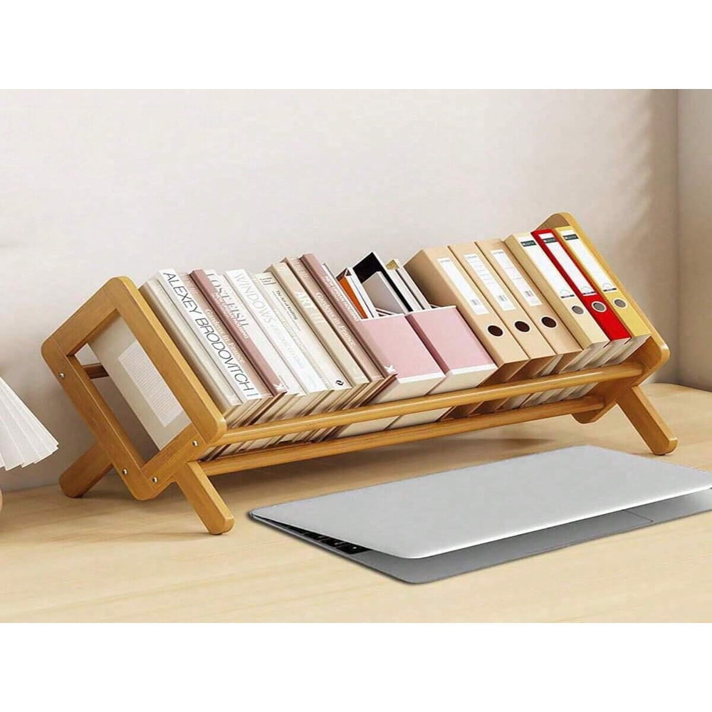 QUTETN Wood Tilting Bookcase In Living Room/Home/Office Desktop Book ...