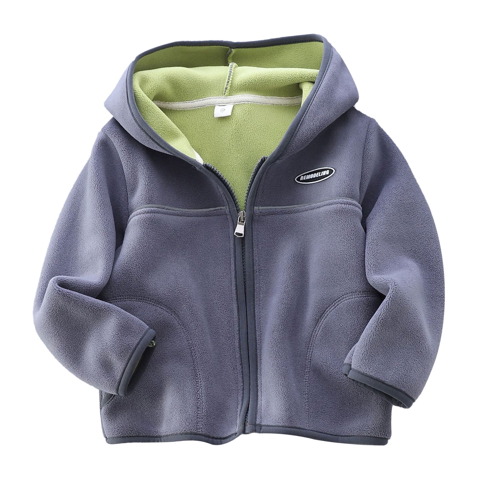 QUYUON Baby Zip up Fleece Jacket with Hood Kids Long Sleeve Full Zip Hoodie Jackets Toddler Boys ...