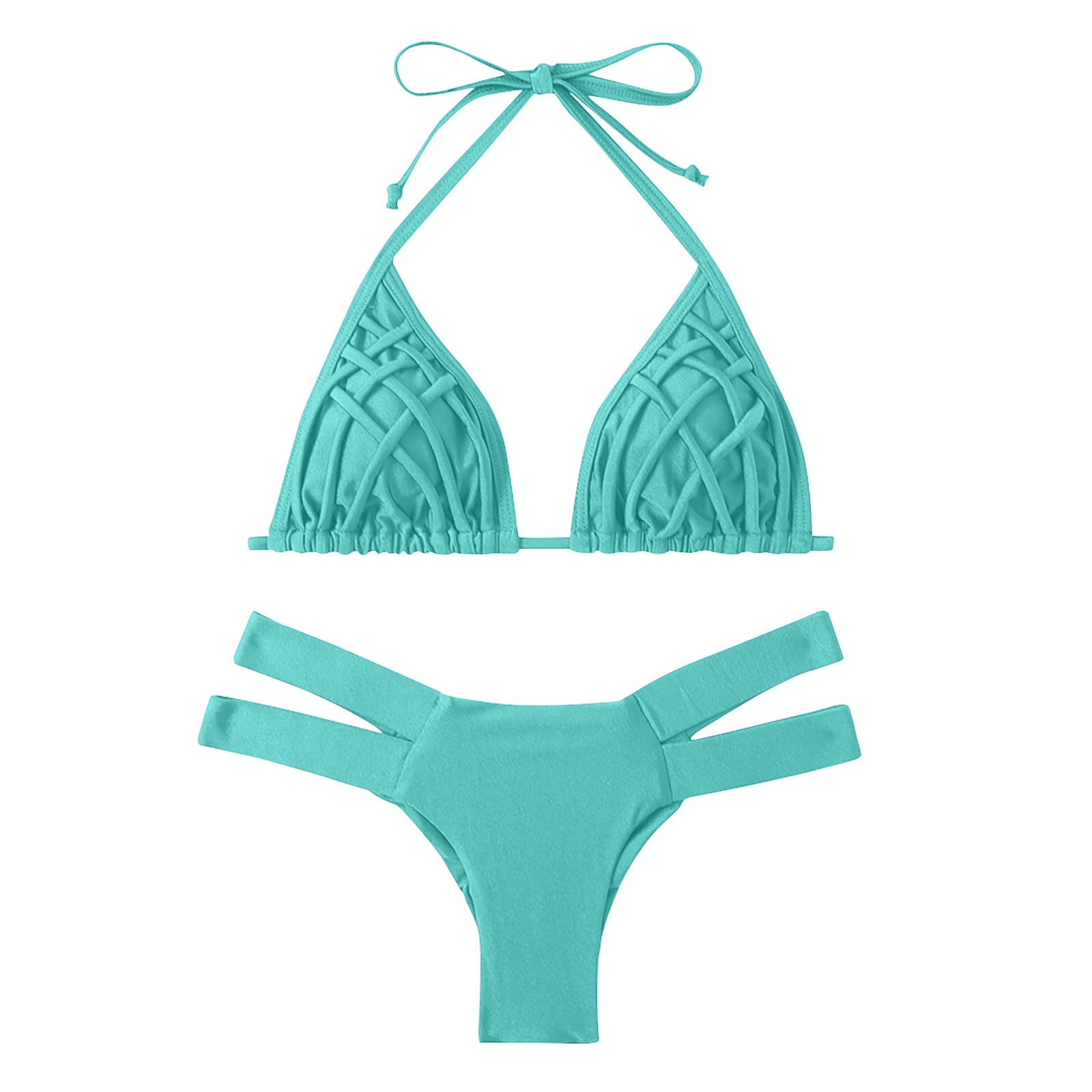 Quyuon Cheeky Bikini Sets For Women 2 Piece Modest Athletic Swinsuit Plus Size Bathing Suit For
