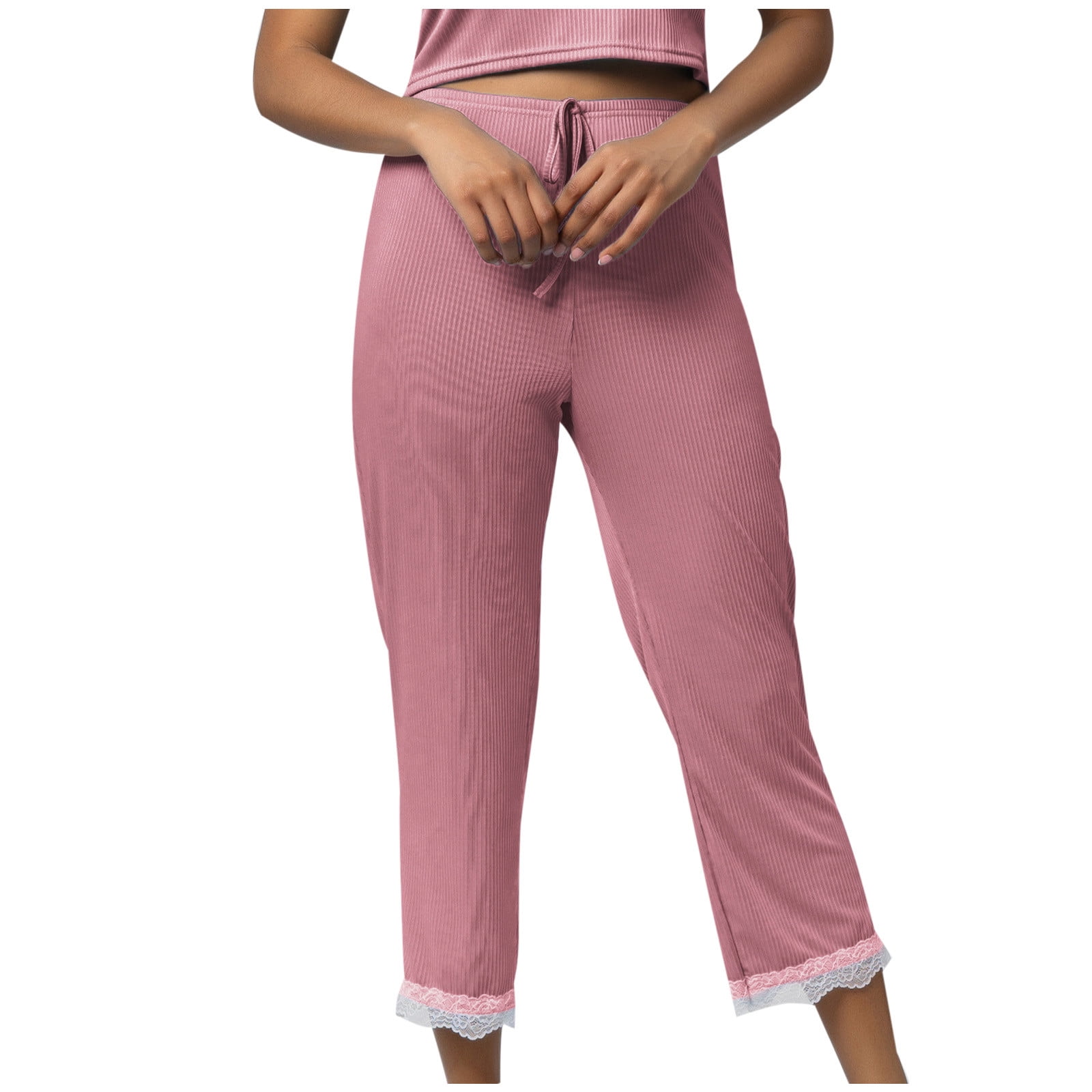 Quyuon Comfy Pants Women Deals Summer Elastic Waist Thin Quarter Shorts