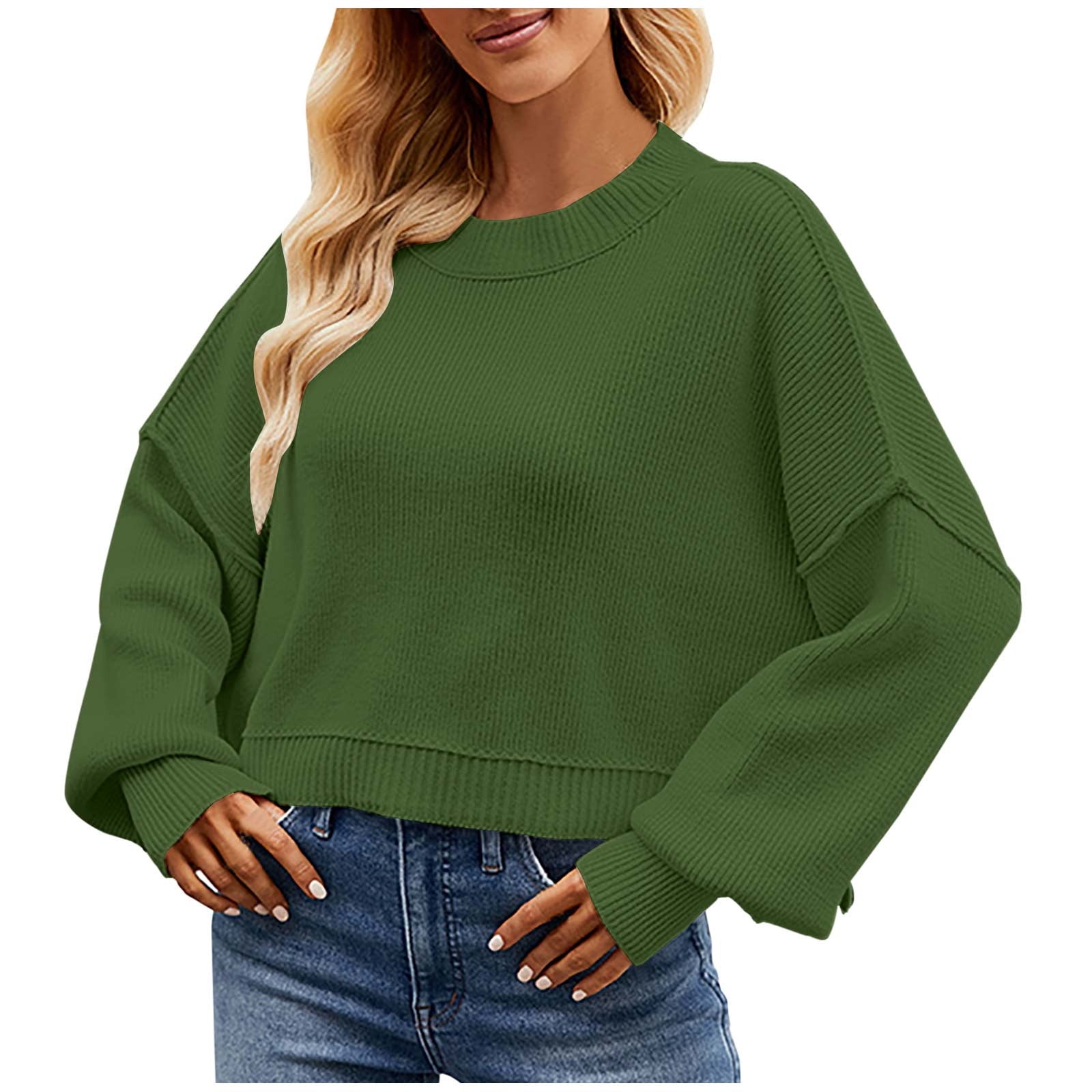 QUYUON Cozy Sweaters for Women Womens Cropped Sweaters Fall Winter Long ...